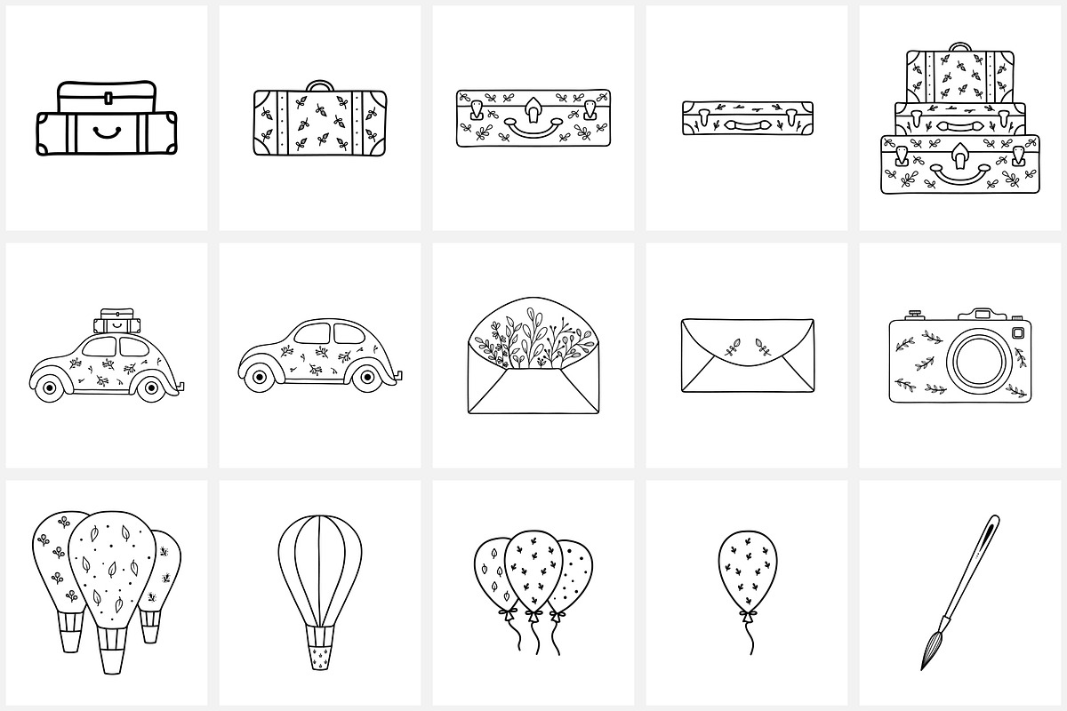 100 Hand Drawn Logo Elements, a Decorative Illustration by NatalieArtShop