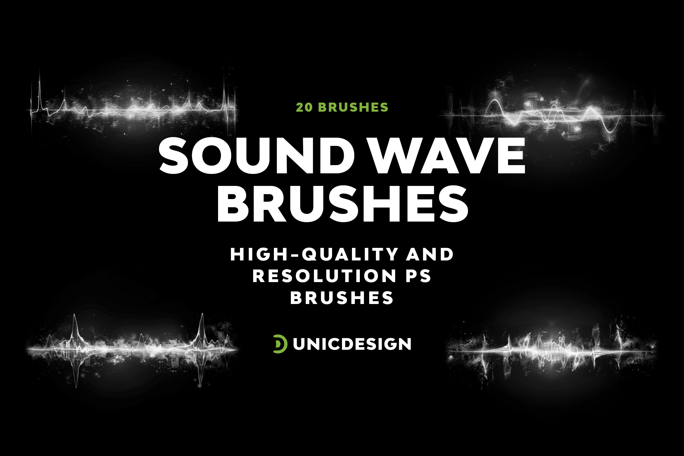 Sound Wave Photoshop Brushes, a Brush Add-On by UnicDesign