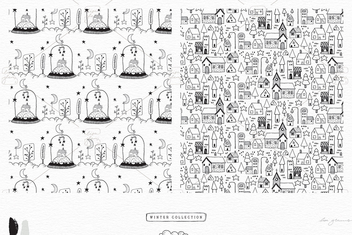 Black & White Winter Patterns, a Pattern Graphic by Lisa Glanz