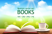 Books realistic vector set, an Illustration by Macrovector