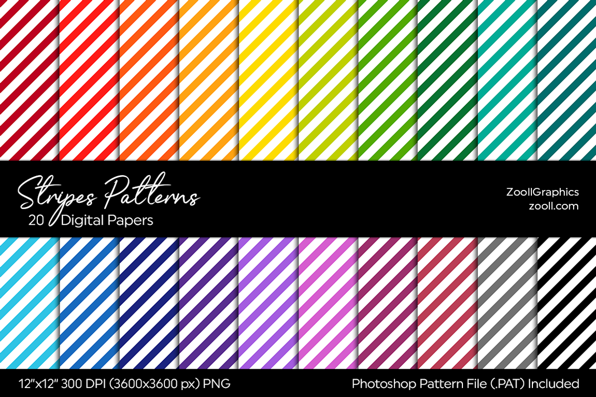 Stripes Digital Papers, a Pattern Graphic by ZoollGraphics