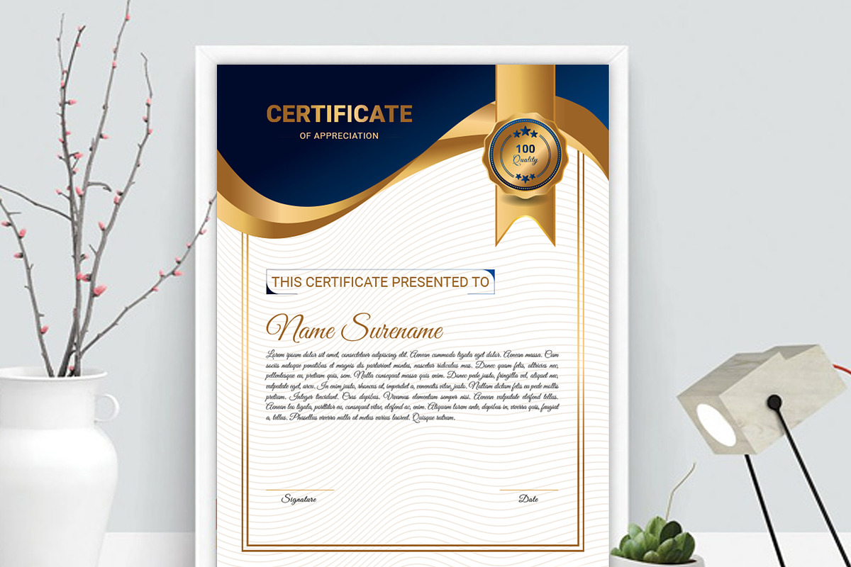 Creative Certificate Design Template, a Stationery Template by MRI STUDIO