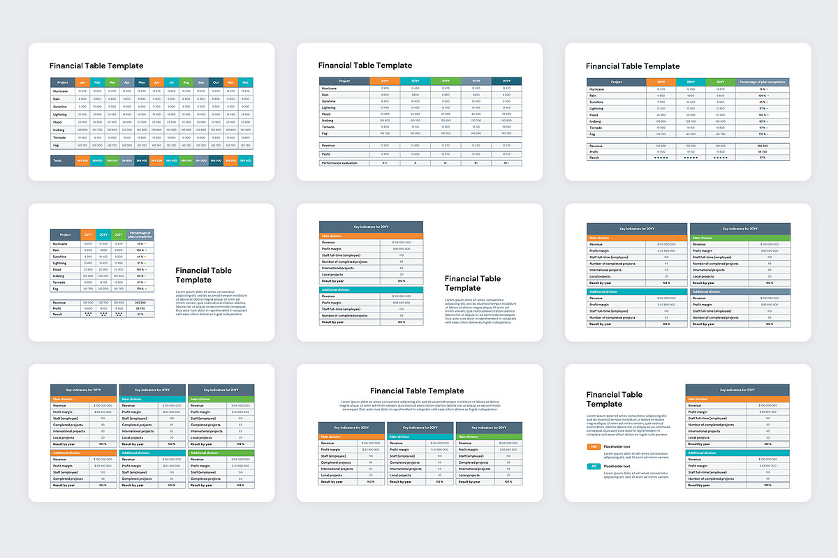 Financial Tables Templates PPT