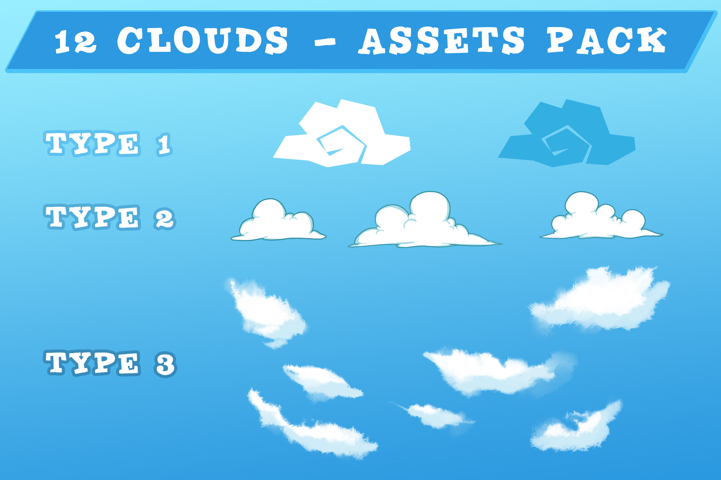 12 Clouds - Game Assets Pack, an Illustration by Luma Agency