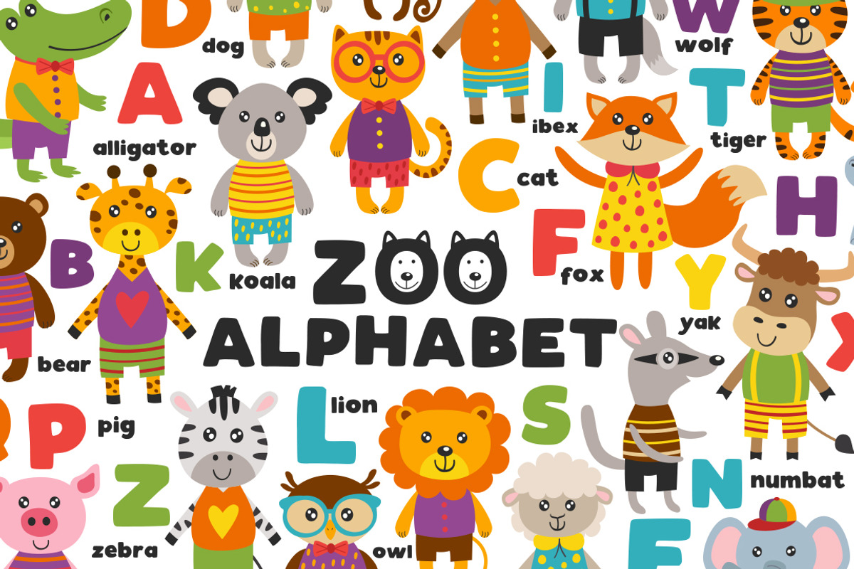 alphabet with cute animals, an Animal Illustration by NataKa