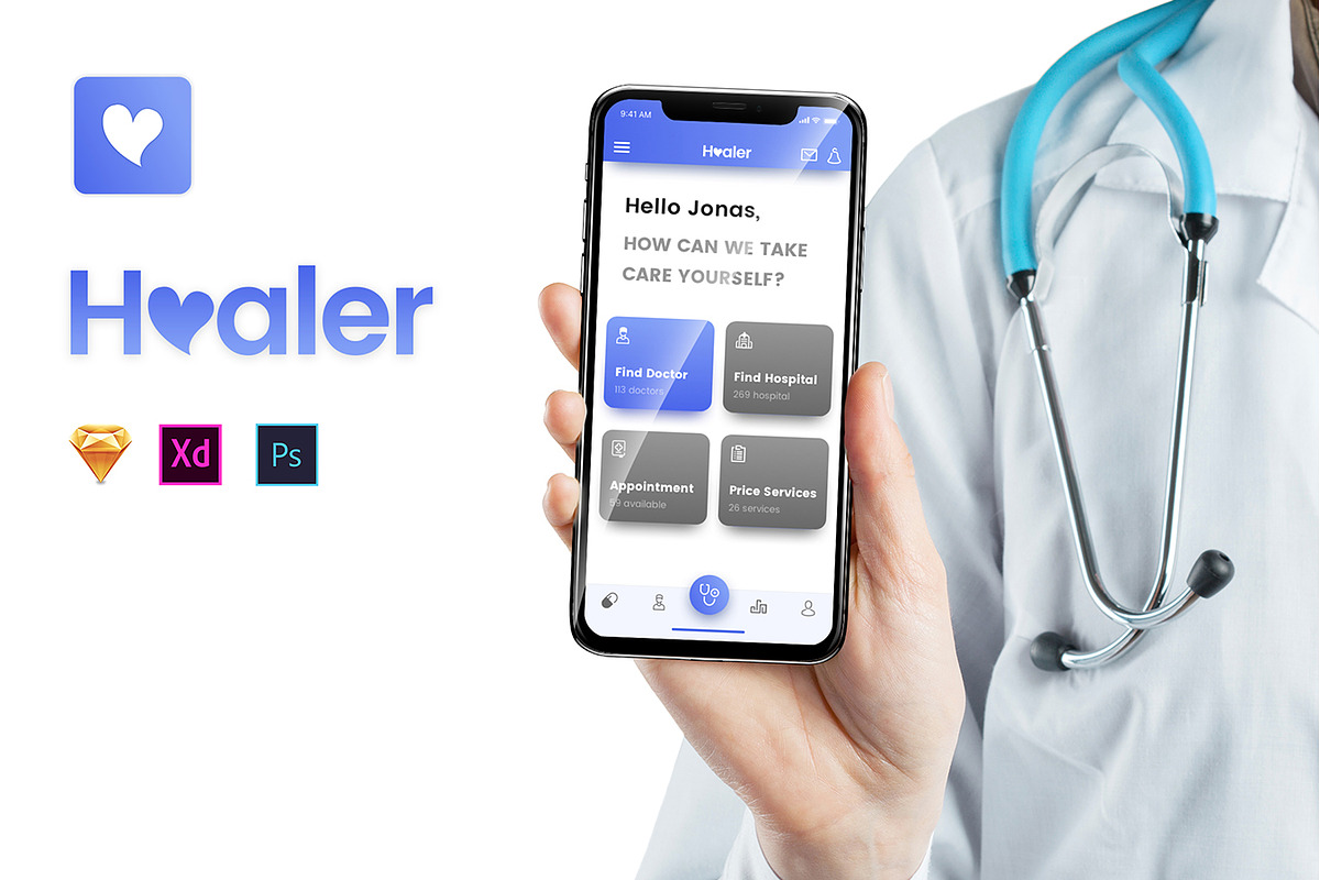 Healer App UI KIT, an UI Kit Template by No.13