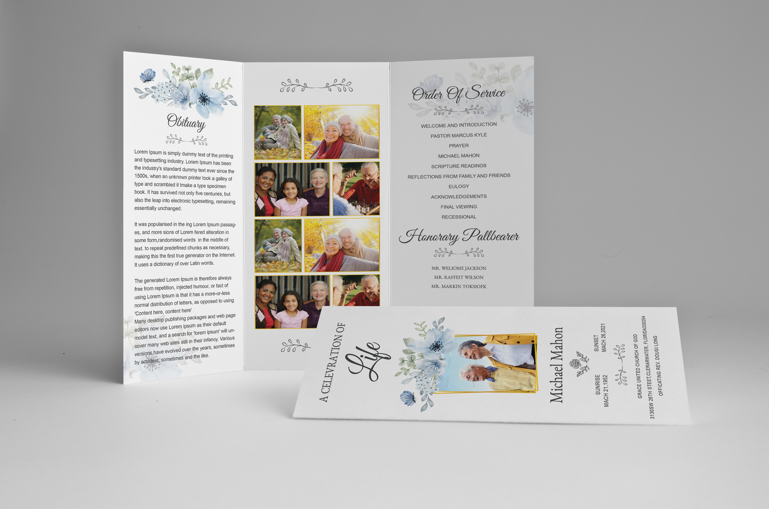 Tri fold Funeral Program Template | Creative Market