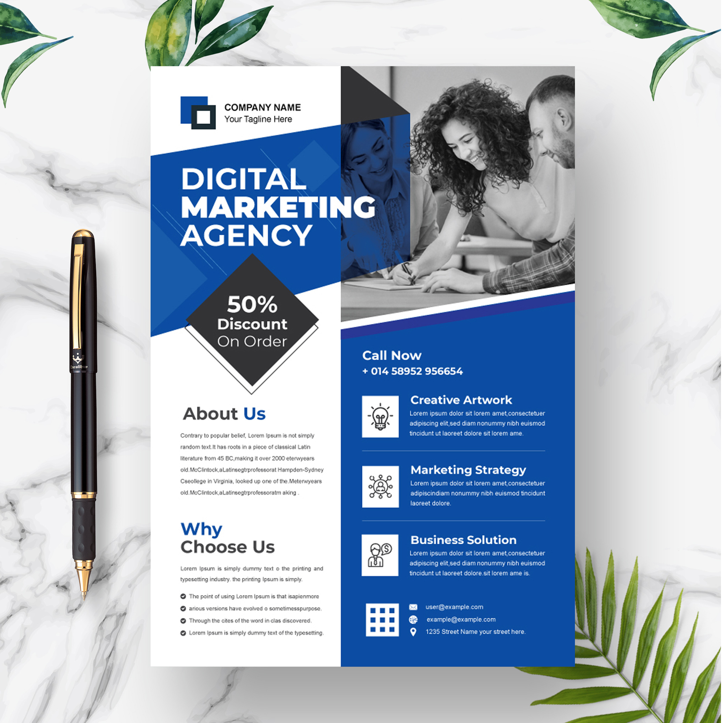 Corporate Blue Color Flyer Template | Creative Market