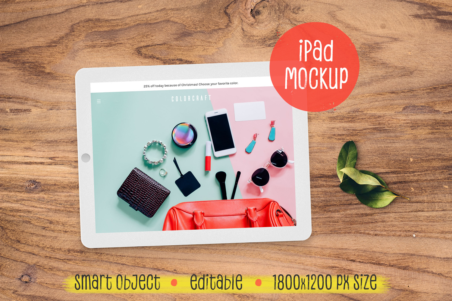 iPad™ Mockup with a Small Leaves | iPad Mockups ~ Creative Market