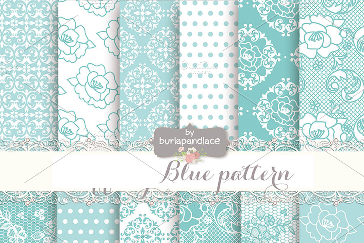 Blue digital paper, a Pattern Graphic by burlapandlace