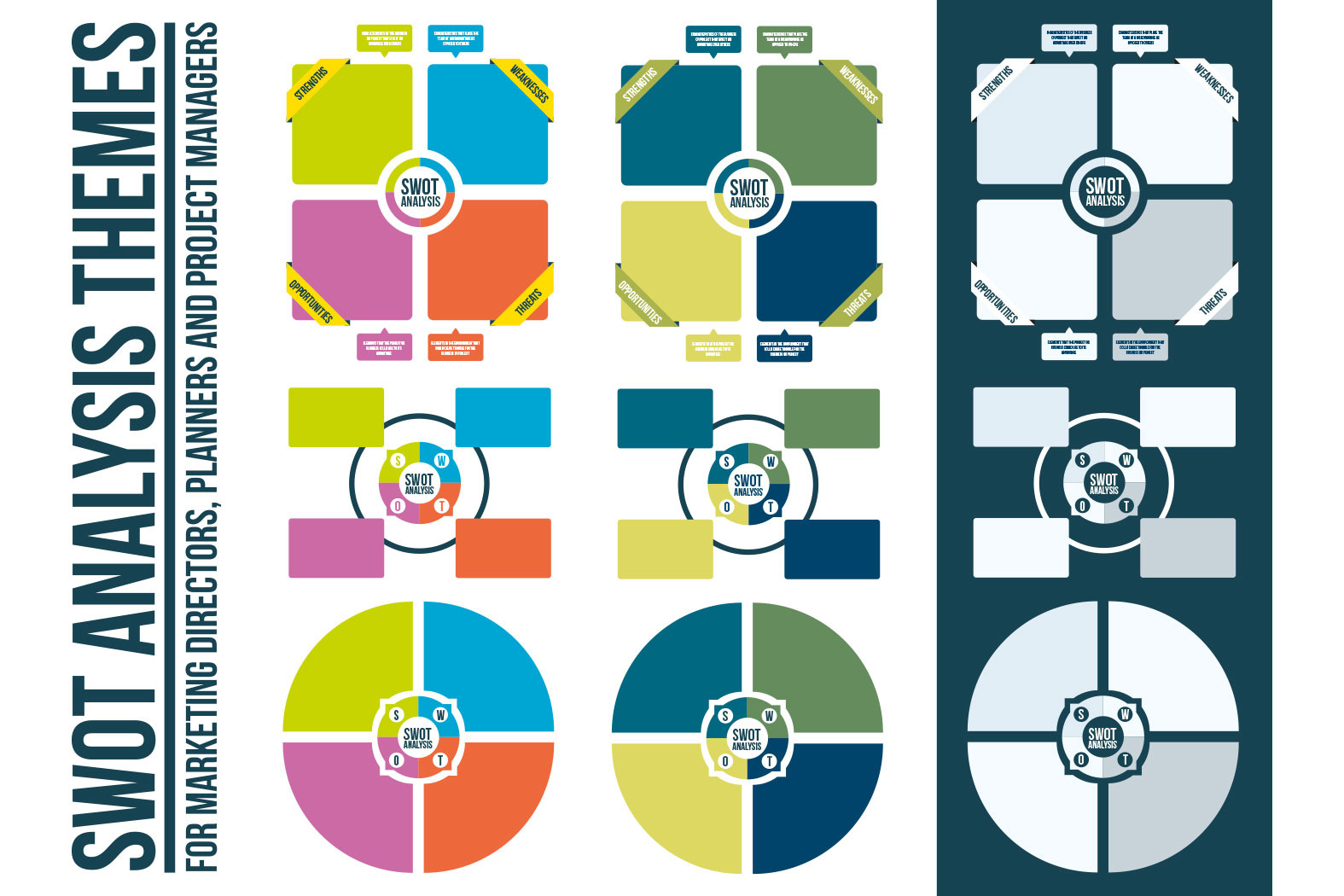 SWOT Analysis Themes (3 x 3 bundle), a Graphic by Mikko Lemola