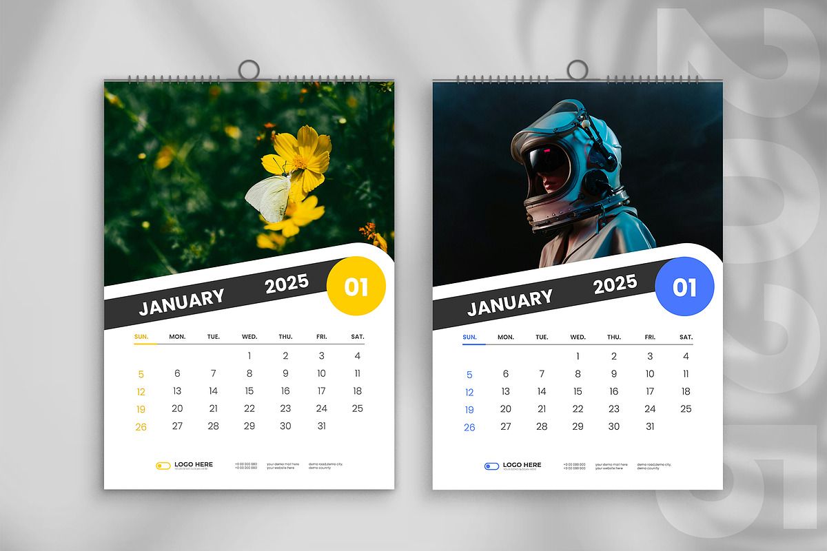 2025 wall calendar design template, a Stationery Template by Tanmoy Topu