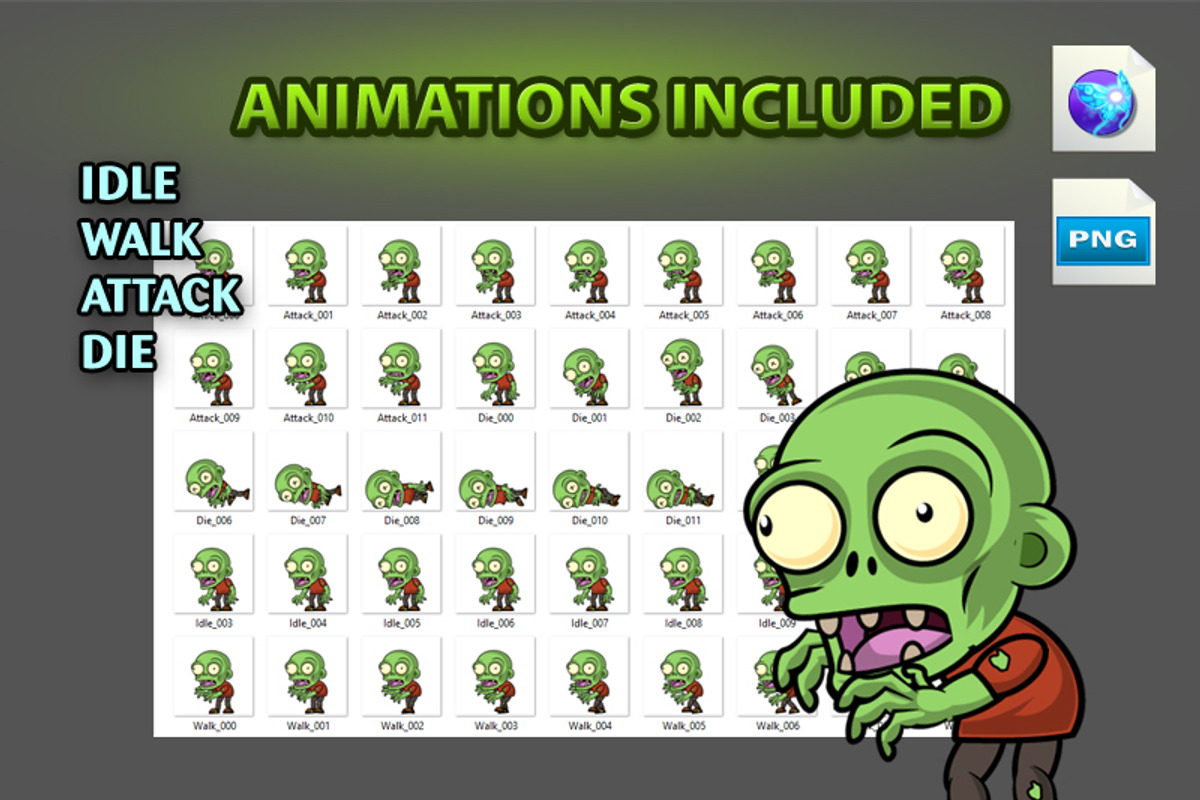 Zombies 2D Game Character Sprites 09, an Illustration by CreativeGameArt
