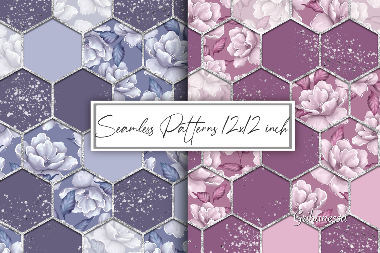 Hexagon seamless patterns | Graphic Patterns ~ Creative Market