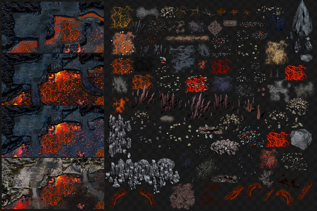 LAVA GAME BACKGROUND TILES AND DECAL, a Background Graphic by Beatheart ...