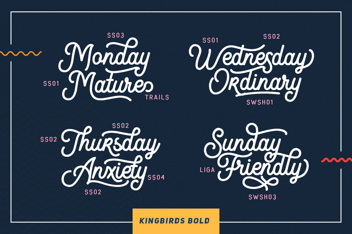 Kingbirds - 6 Styles Monoline Script, a Script Font by Letterhend Studio | Creative Market