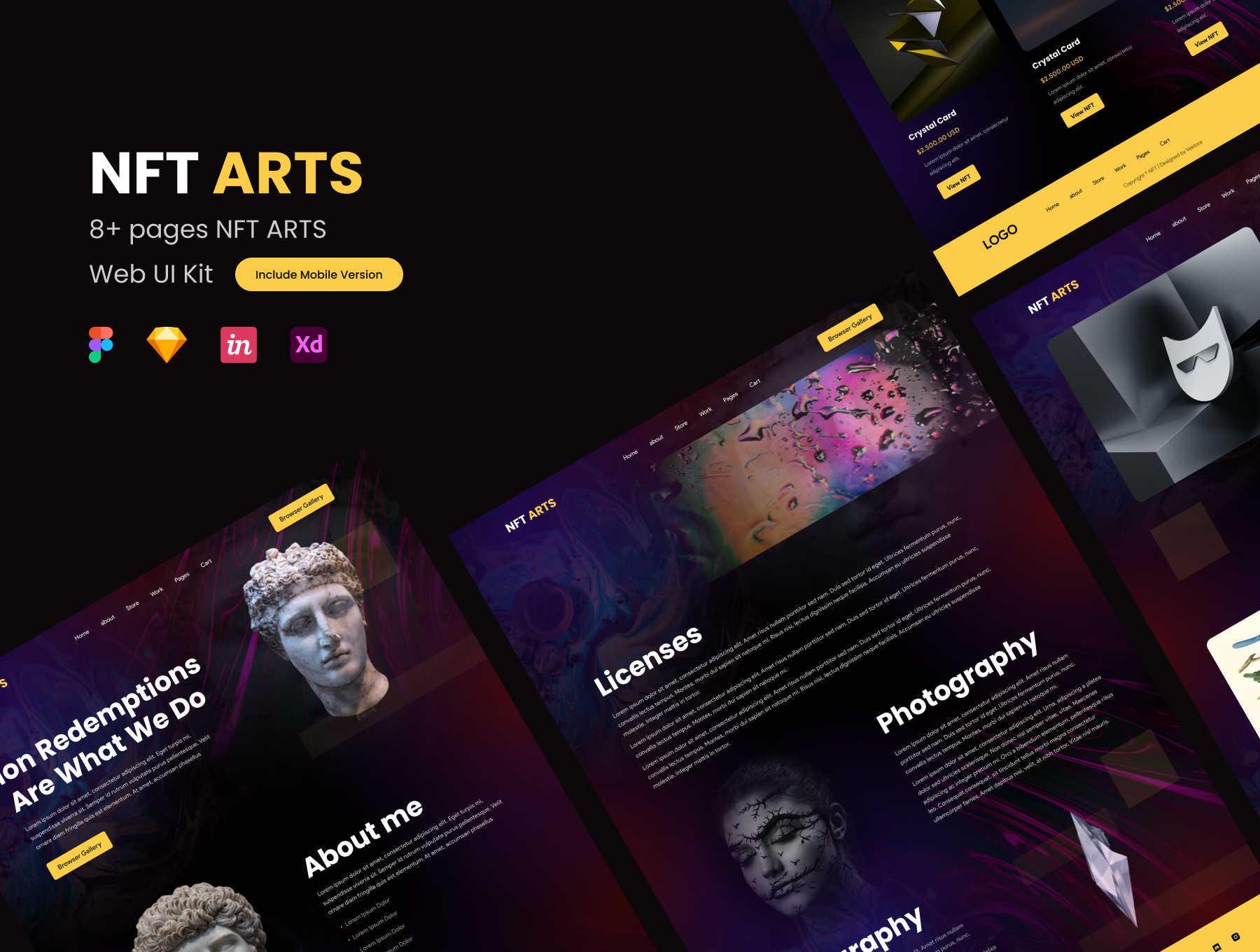 NFT ARTS Landing Page UI KIT, a Landing Page Template by Vektora Studio ...