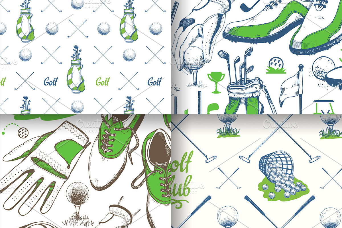 Golf Sketch Illustrations, a Background Graphic by Mona Monash