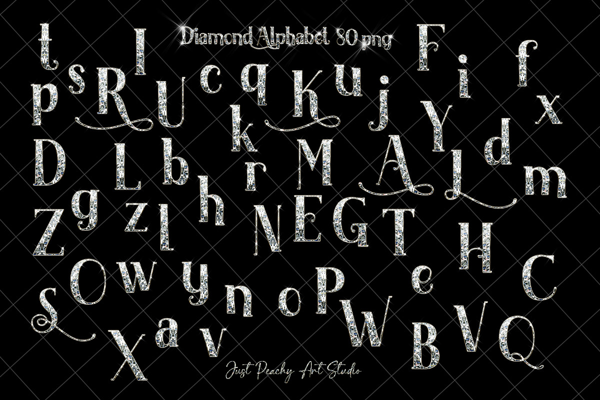 Sparkling Diamonds Alphabet png, a Graphic by Wonderart Atelier
