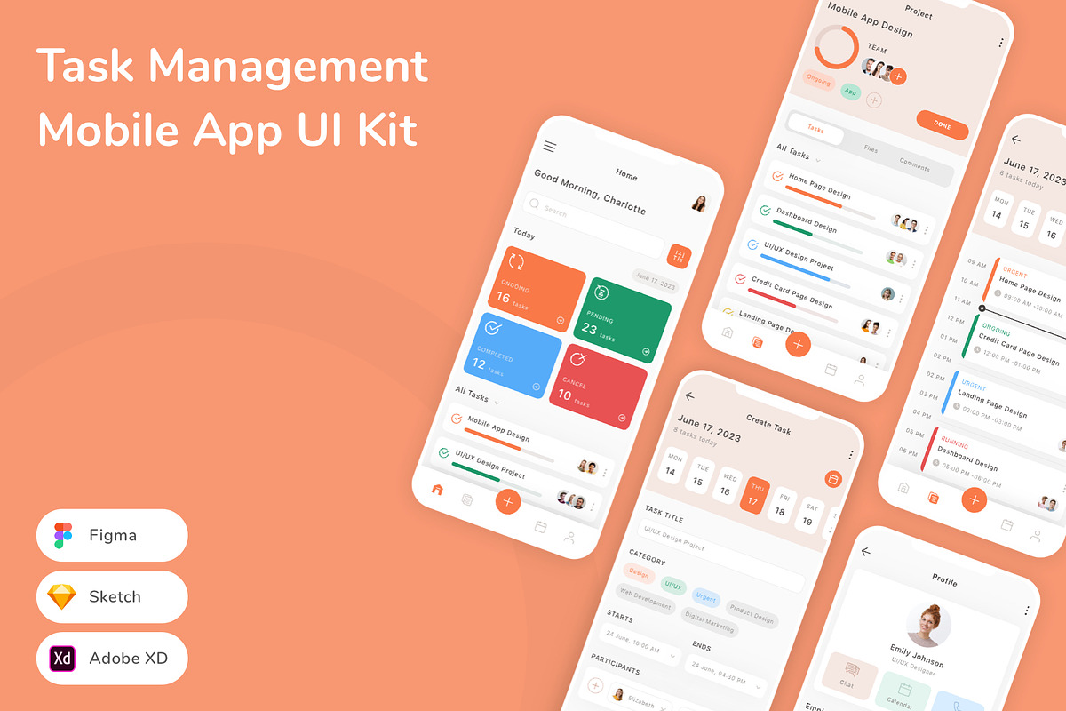 Task Management Mobile App UI Kit, an UI Kit Template by Betush