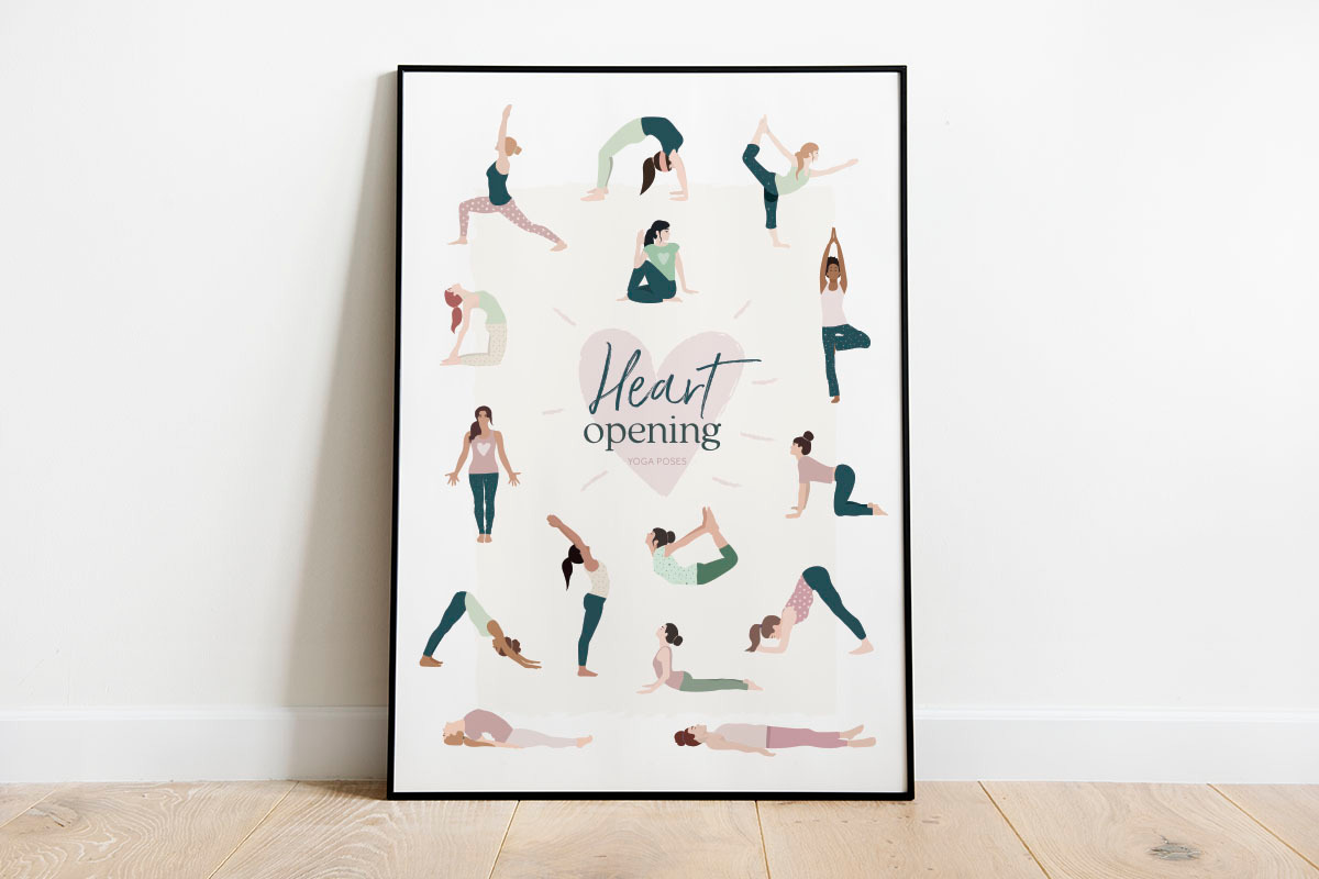 Heart opening yoga poses, an Illustration by Sunnyfields