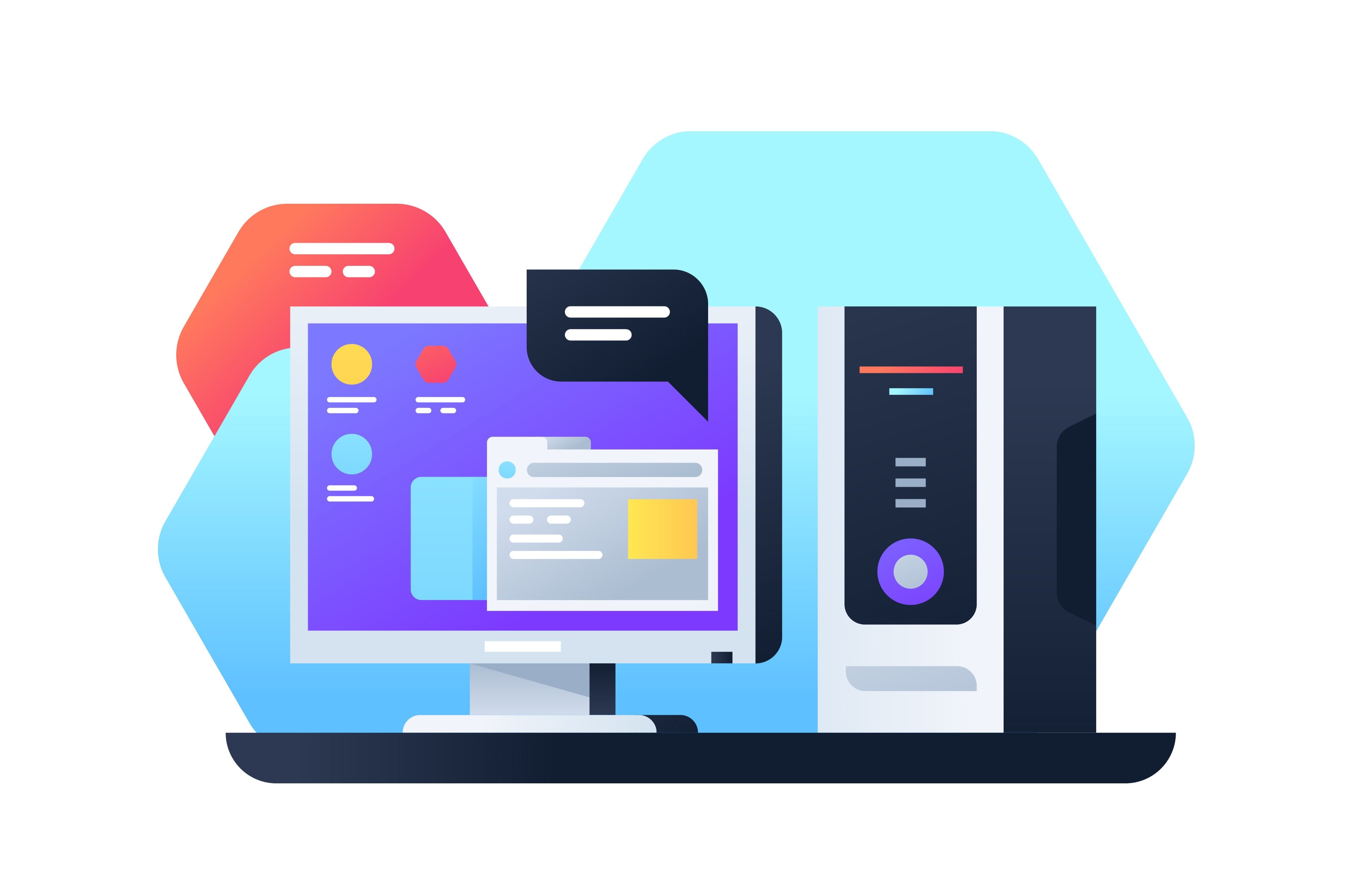 Desktop computer using modern app, a Person Illustration by Evanat ...