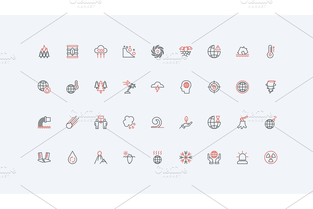 Natural disasters catastrophe icons, an Object Illustration by Lemberg ...