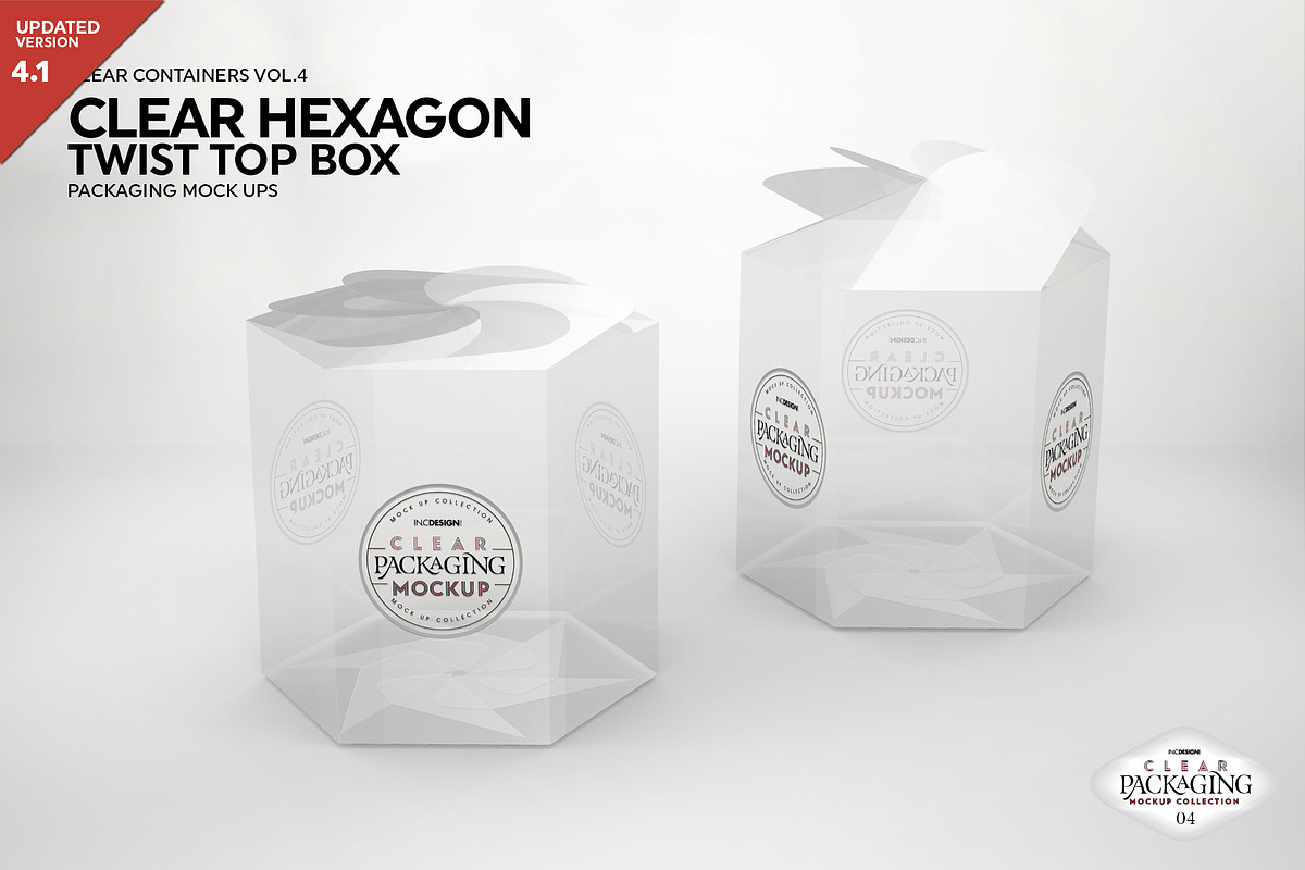 Clear Hexagon Twist Top Box Mockup, a Cups & Container Mockup by INCDesign