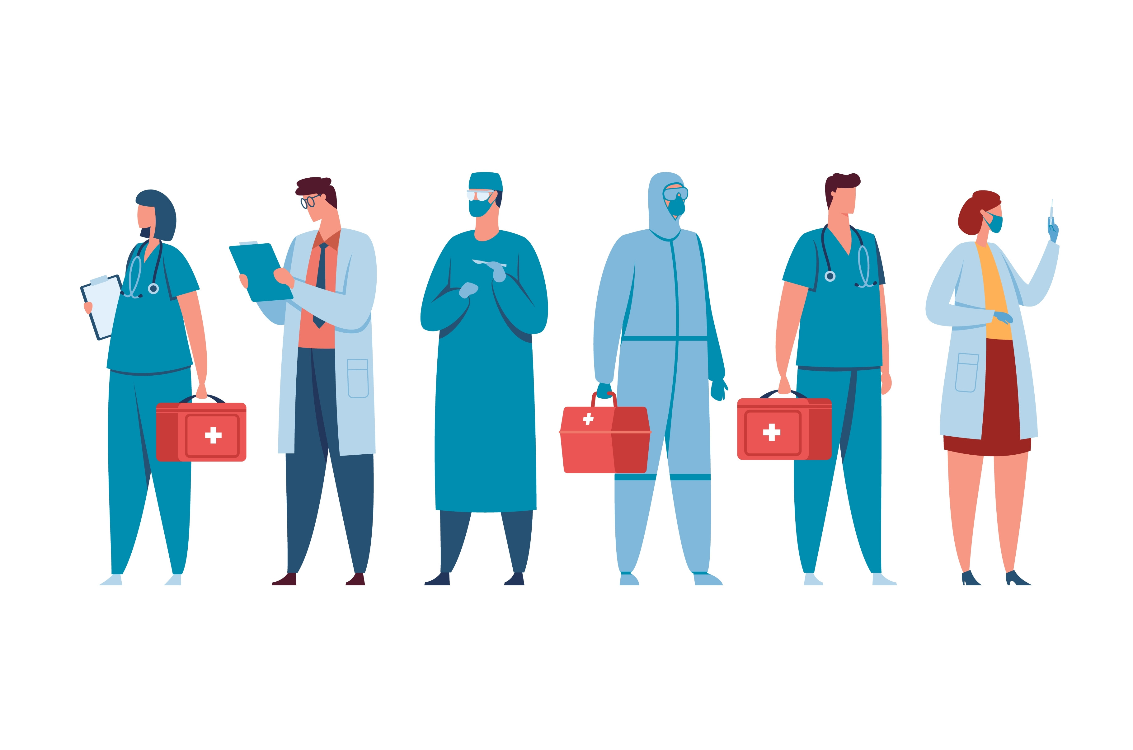 Healthcare workers. Medical team of, a Healthcare Illustration by Frogella