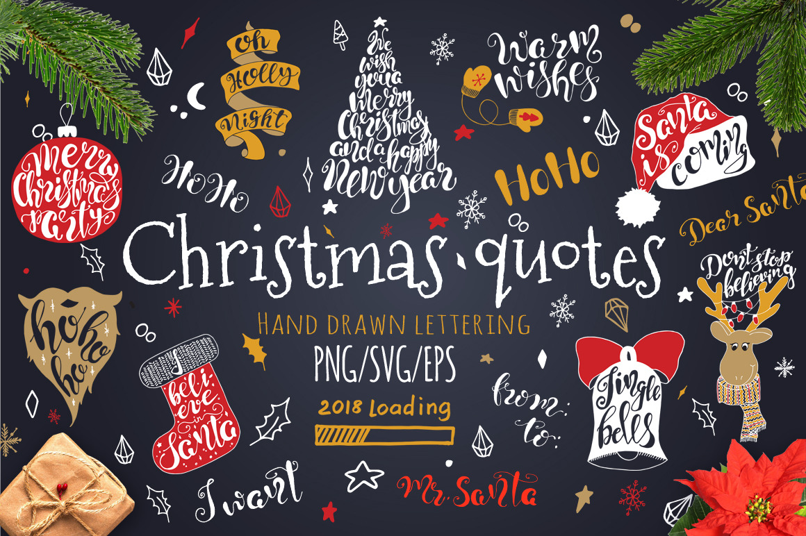 Merry Christmas quotes Lettering set, a Decorative Illustration by Evgeniia