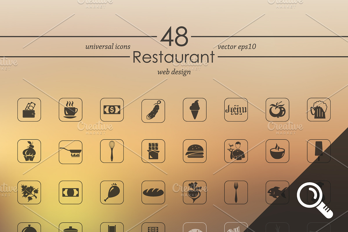 48 RESTAURANT icons, a Templates & Theme by Palau