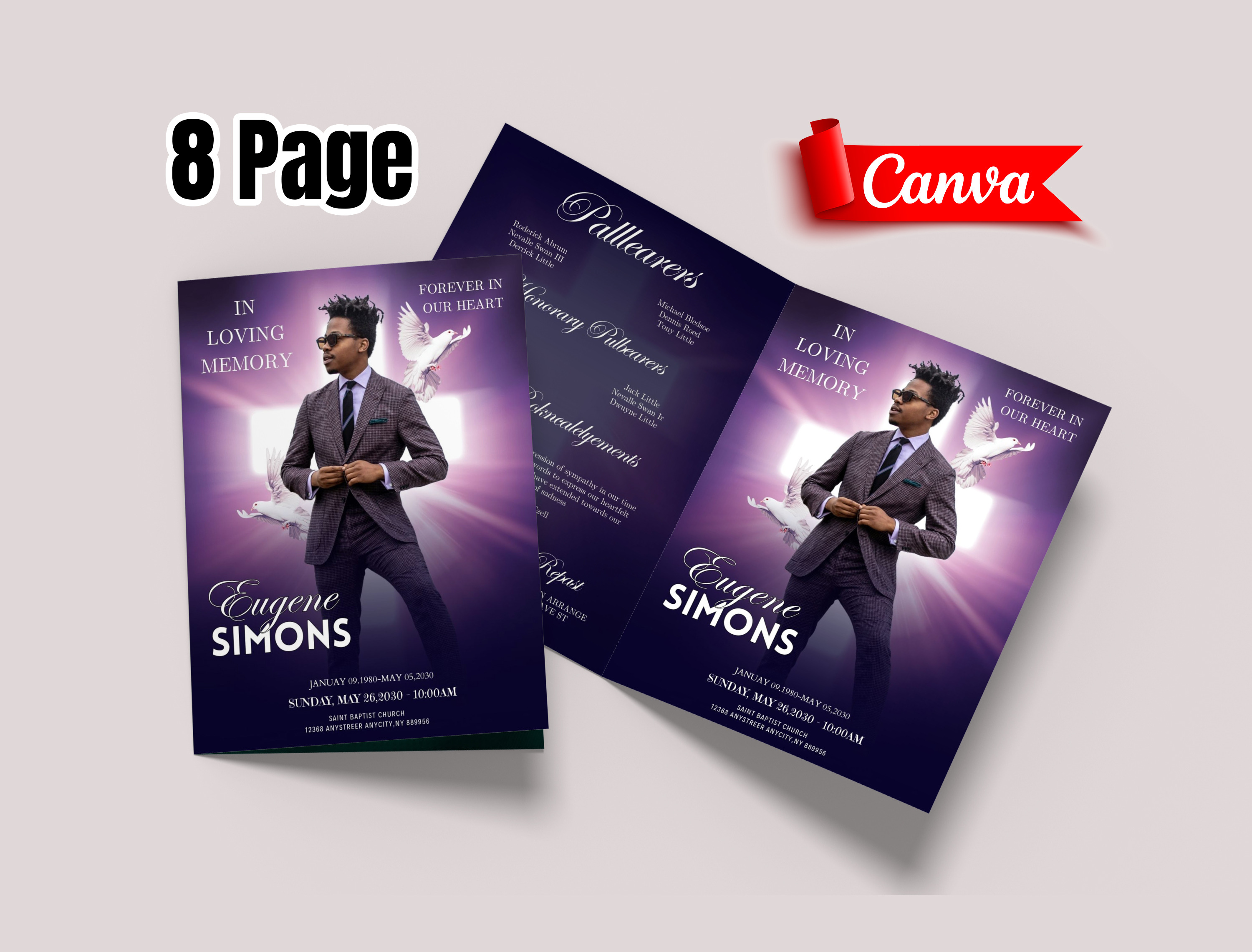 funeral program template 8 page, a Templates & Theme by iloveTemplate ...