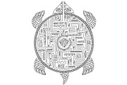 Turtle maze game. Animal puzzle | Animal Illustrations ~ Creative Market