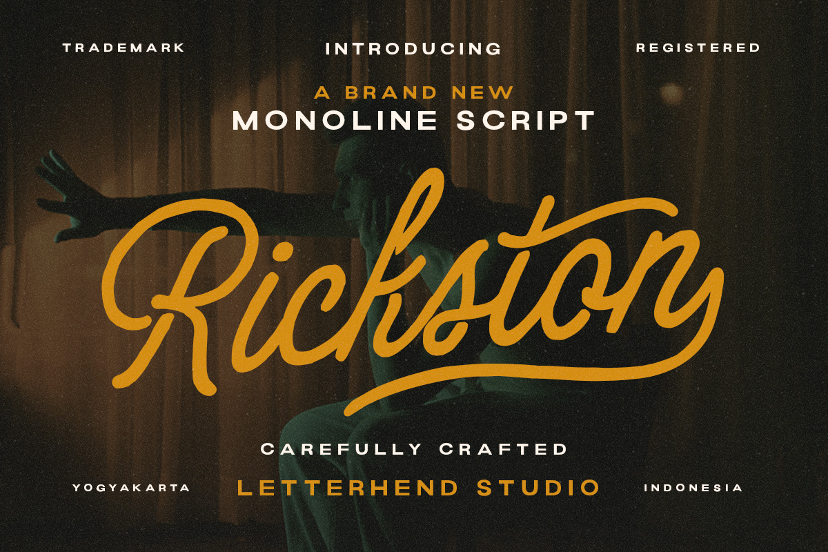Rickstone - Monoline Script, a Script Font by Letterhend Studio