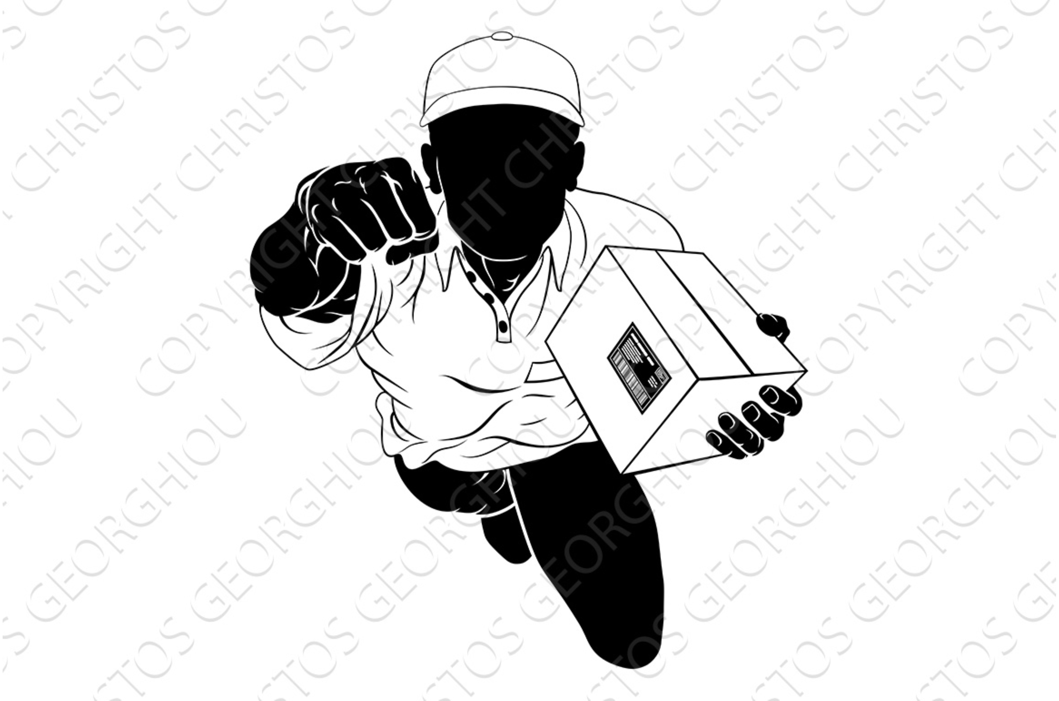 Silhouette Super Delivery Man, a Person Illustration by Christos Georghiou