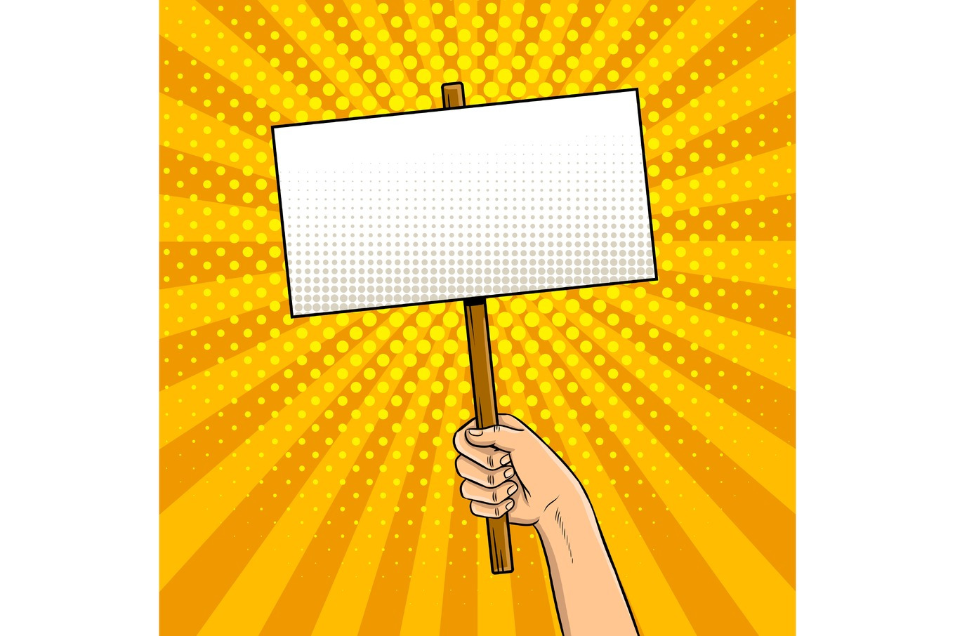 Tag poster in hand pop art vector illustration, an Illustration by AlexArt