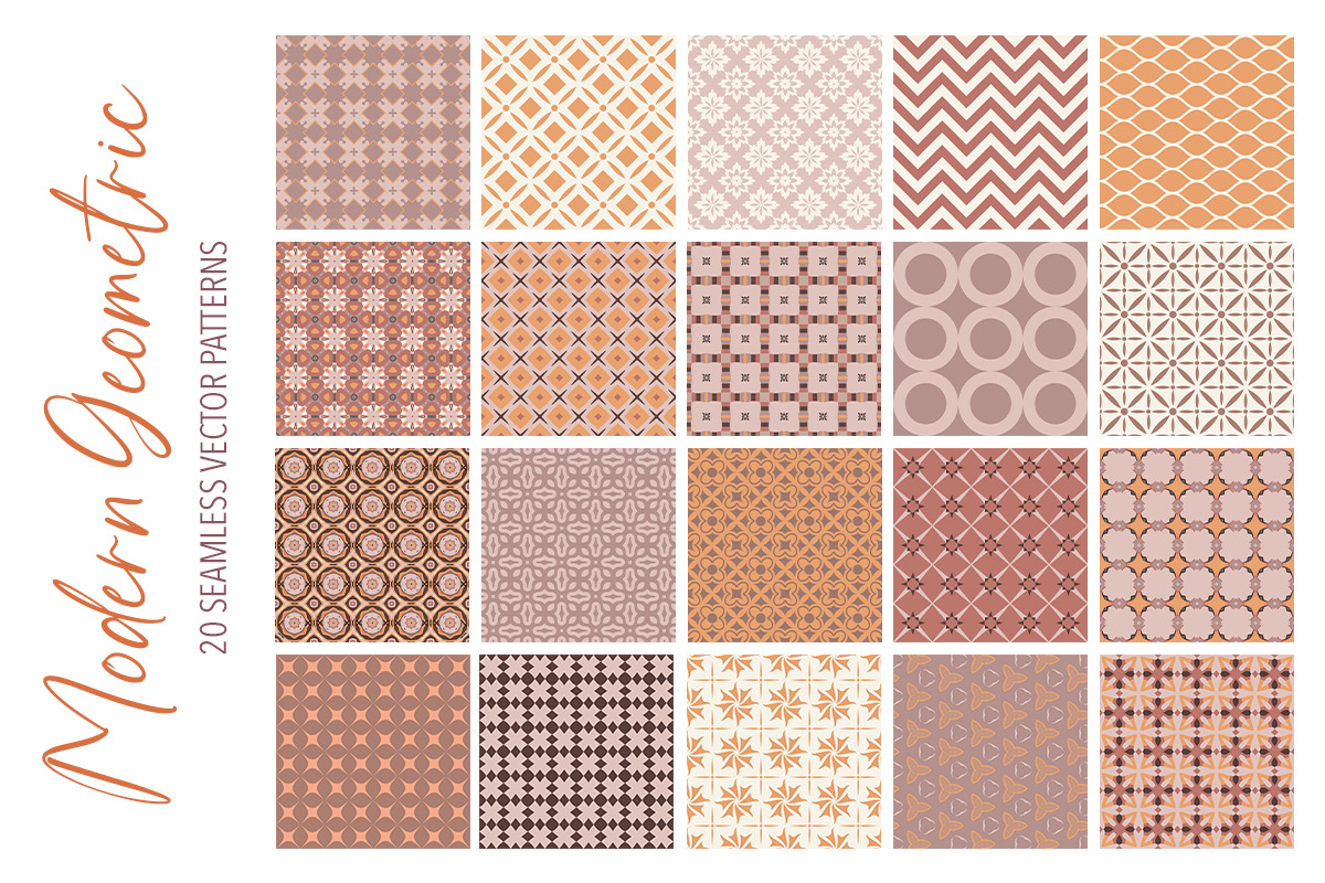 Modern Geometric Vector Patterns, a Pattern Graphic by Jennadesigns