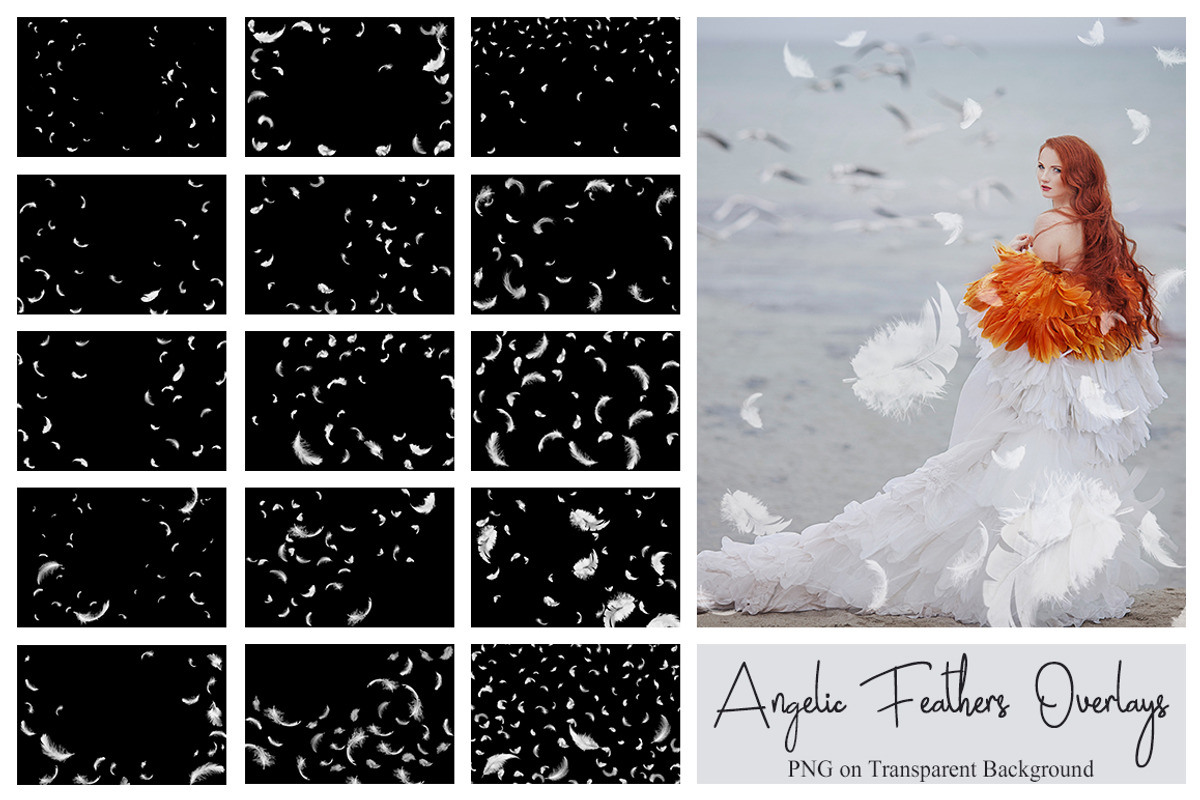 30 Feather Overlays - PNG, a Layer Style Add-On by LovePhotoMoment