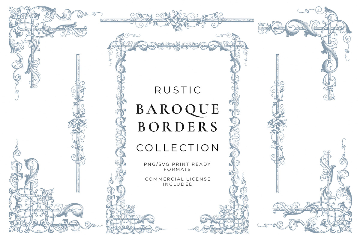 Rustic Baroque Borders Clipart, a Decorative Illustration by AW Studios