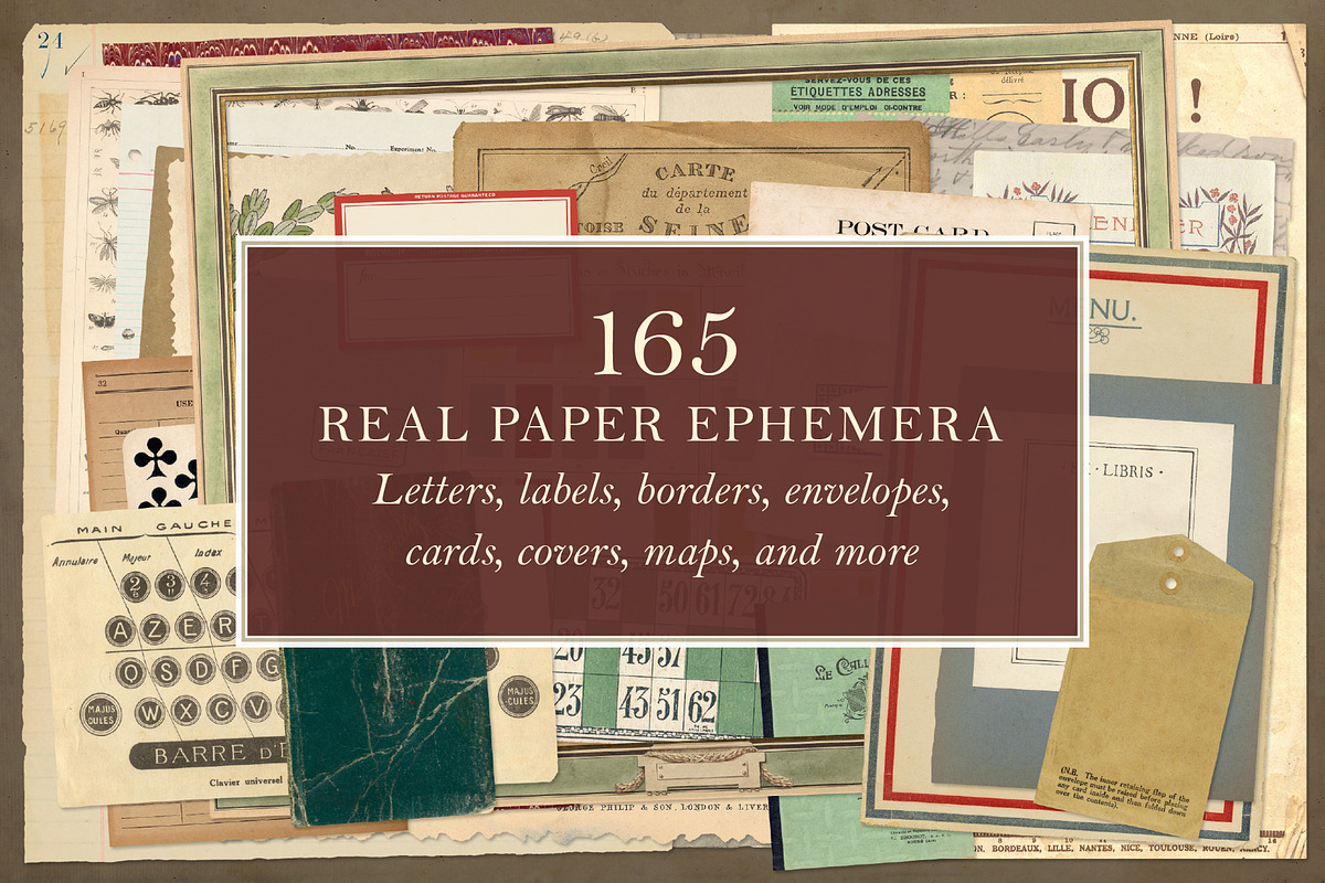 165 Vintage Paper Ephemera Vol. 2, an Object Graphic by The Object Atlas