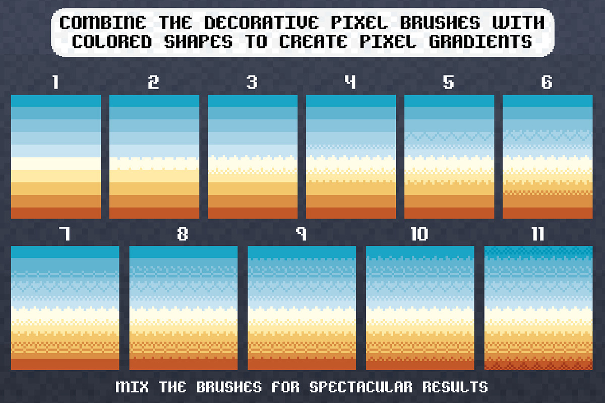 8-bit Pixel Brushes, Patterns & Styles