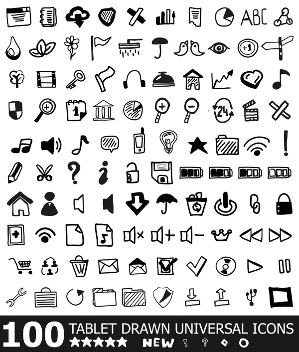 Hand-drawn vector icons set, a Graphic by antishock