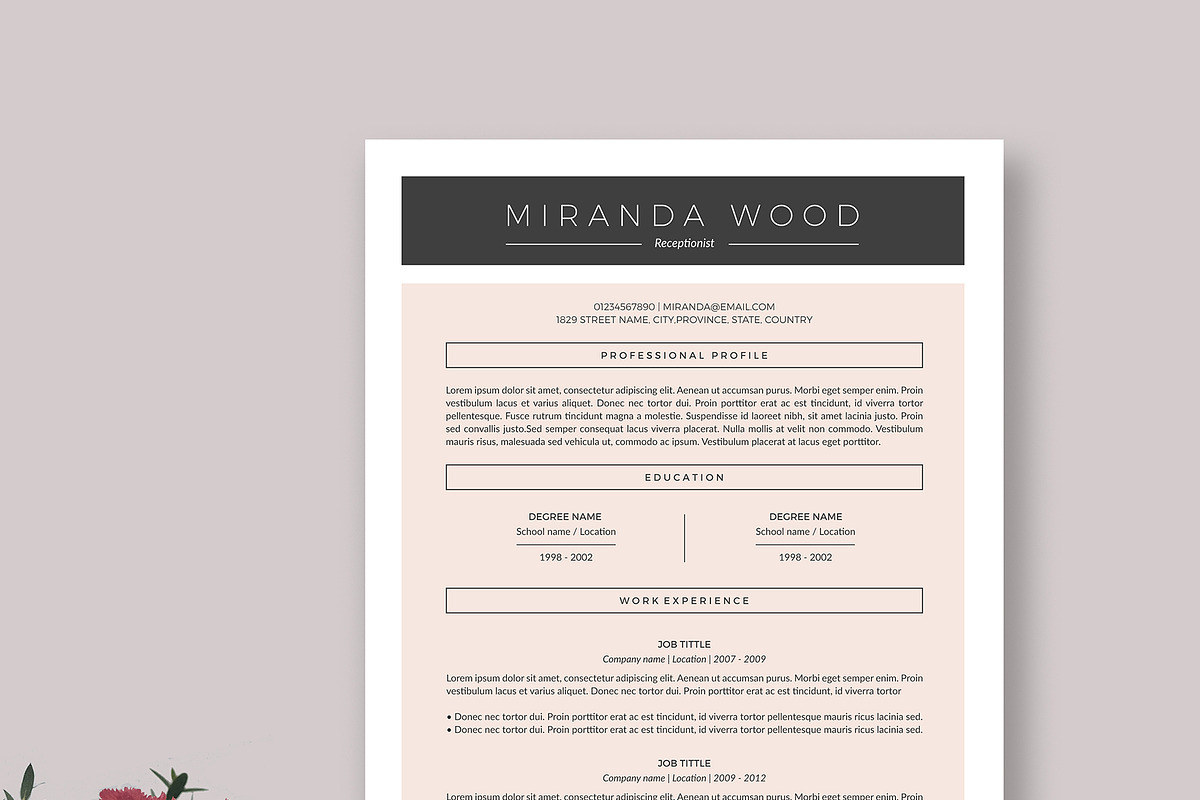 2 Page Resume & Cover Letter, a Resume Template by Glowing Pieces ...