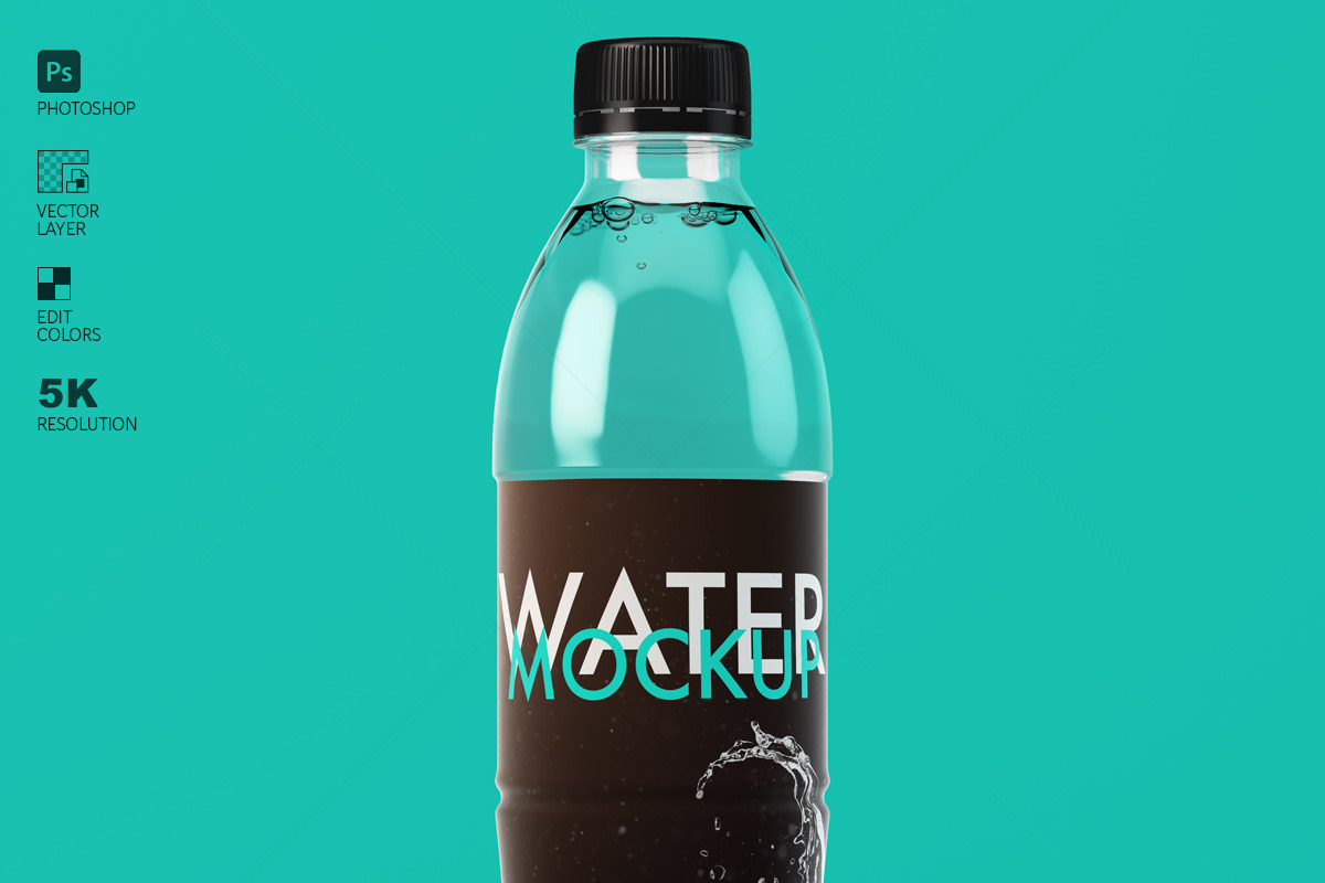 Modern Water Bottle Mockup, a Packaging Mockup by LESZ Design