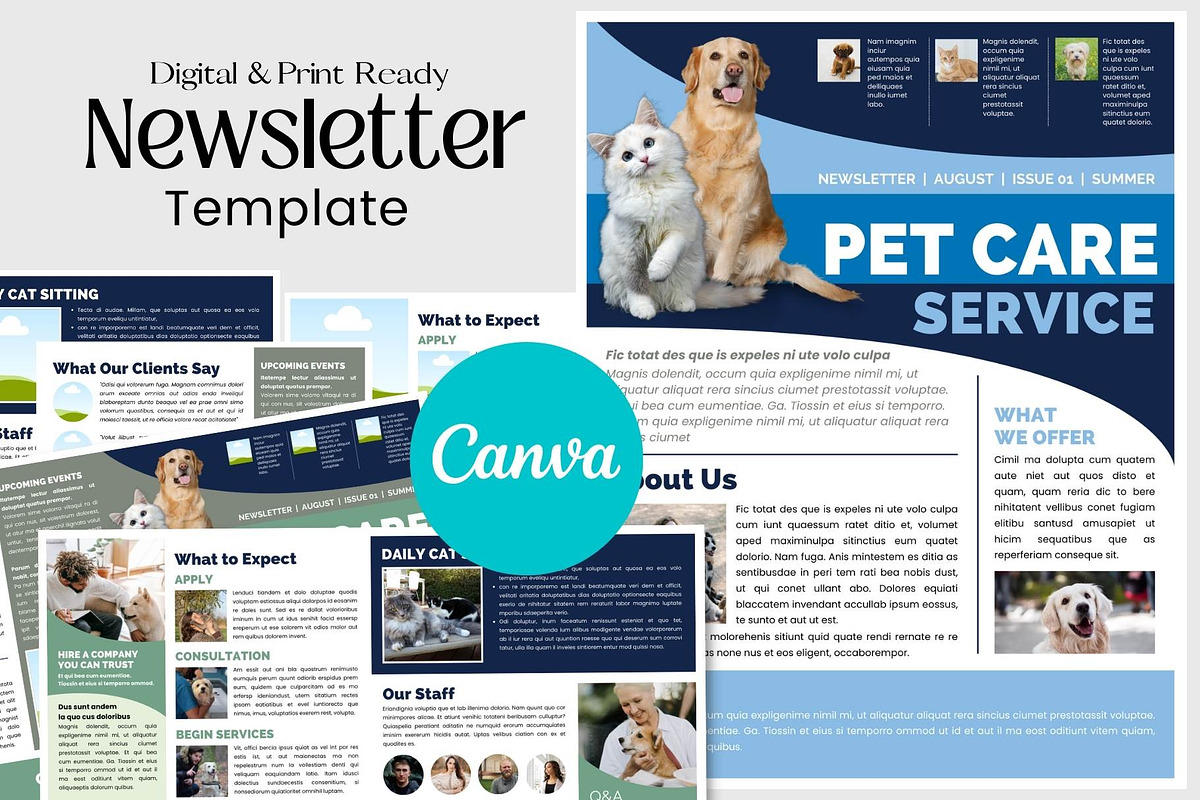 Canva newsletter template for pet care