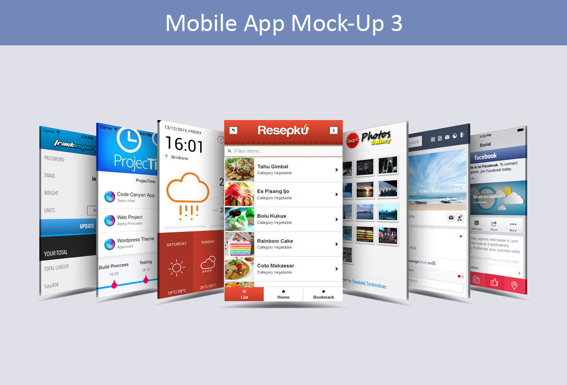 Mobile App Mock-Up 3, an iPhone Mockup by Graphicsworld125