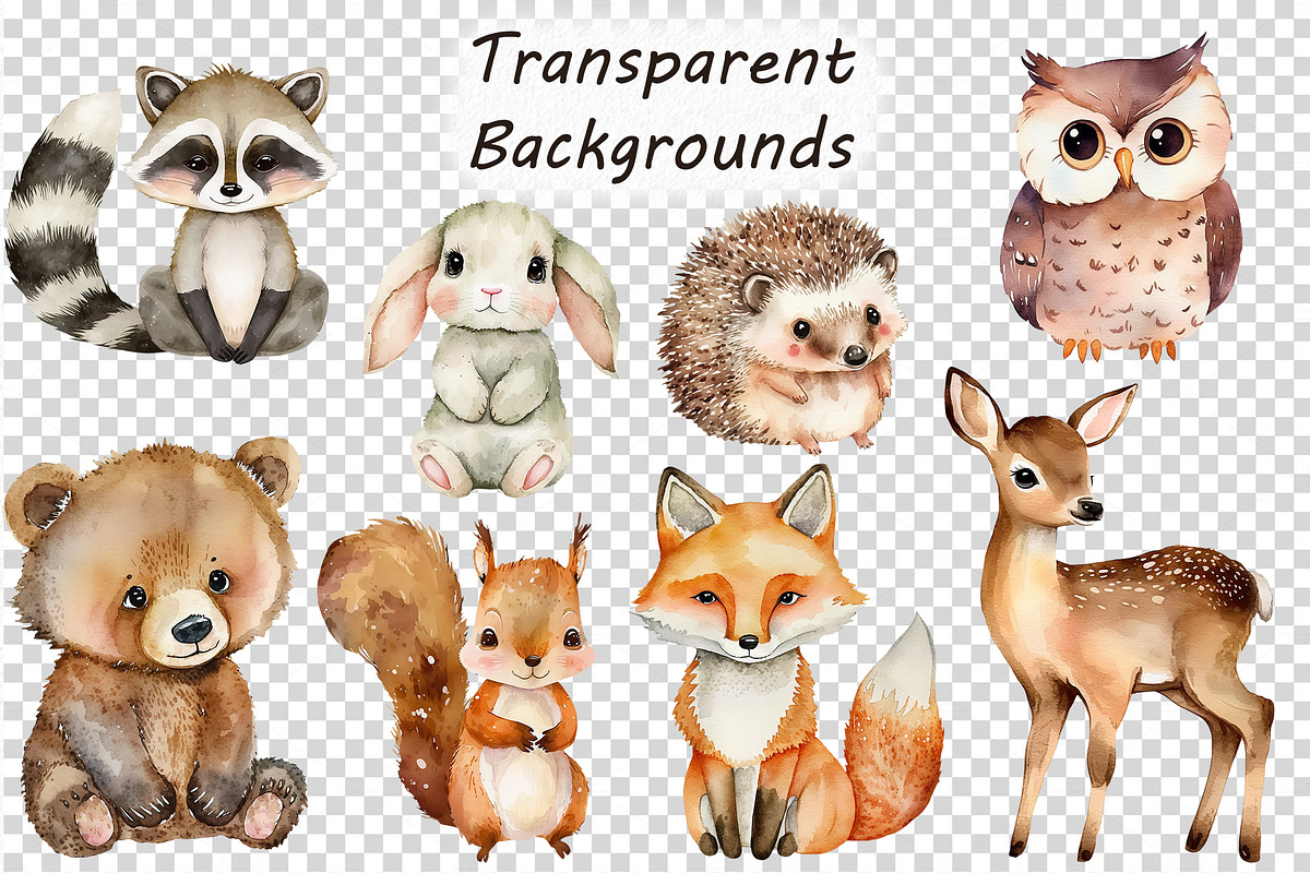 Watercolor Woodland Animals Clipart, an Animal Illustration by ...
