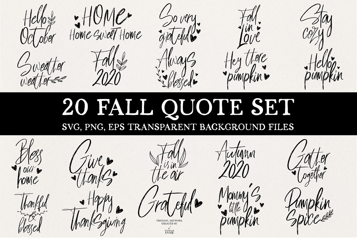 Fall Quote set - Thanksgiving Quotes, an Object Graphic by IllustratorAnnie