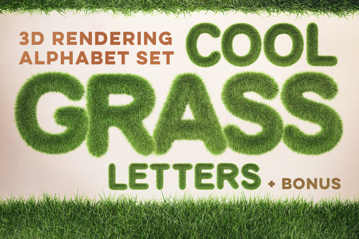 3D Grass Letters Pack, a Graphic by DDD-Sparrow