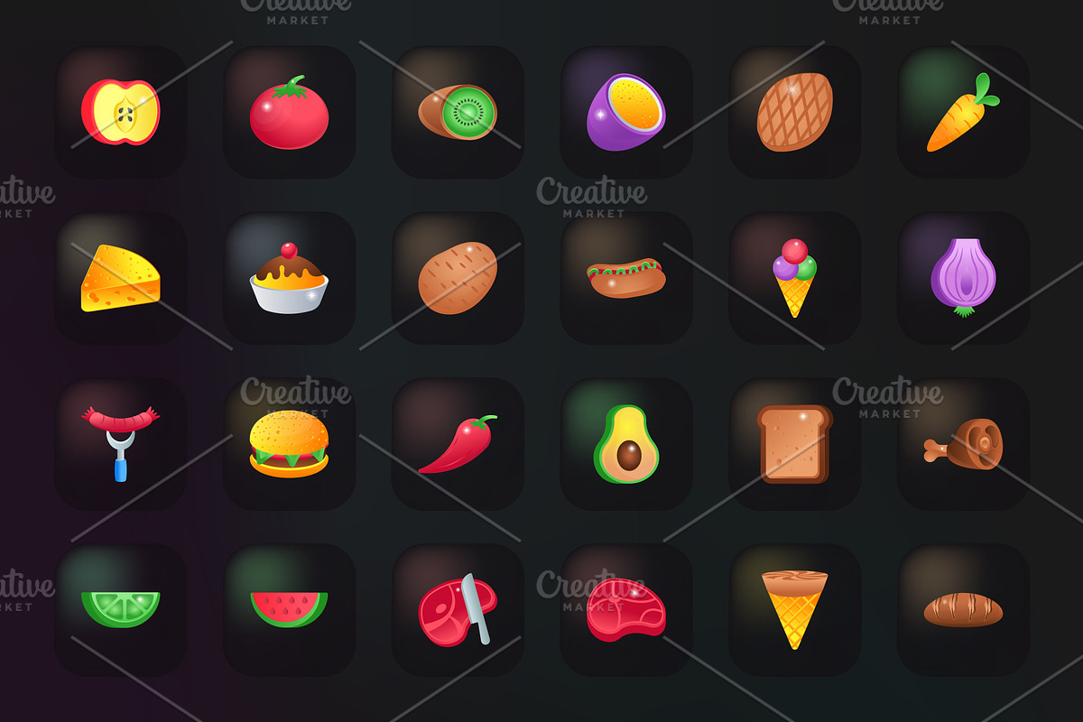 50 Flat Food and Drink Icons